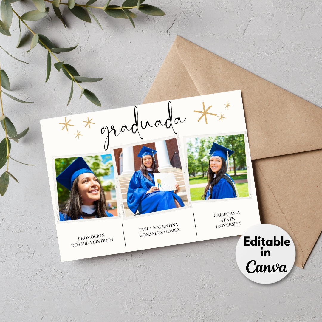 Spanish Graduation Announcement Card, Graduada, Graduation Party ...