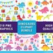 Dinosaur Digital Clipart Bundle Dinosaur Clipart Cute Dinosaur Rainbow ...