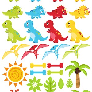 Dinosaur Digital Clipart Bundle - Dinosaur Clipart - Cute Dinosaur ...