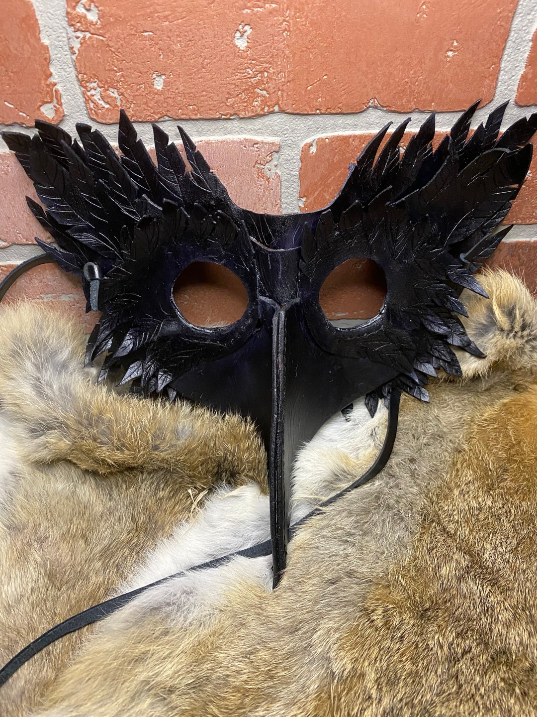 Leather Crow Mask Black Hand Tooled Cosplay Halloween Faerie - Etsy