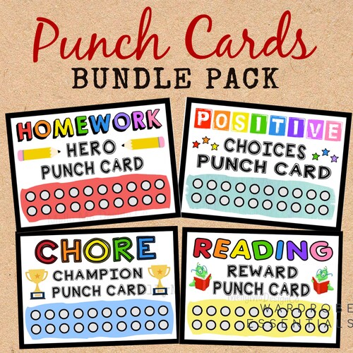 Punch Card Bundle Set 4 Designs - Etsy