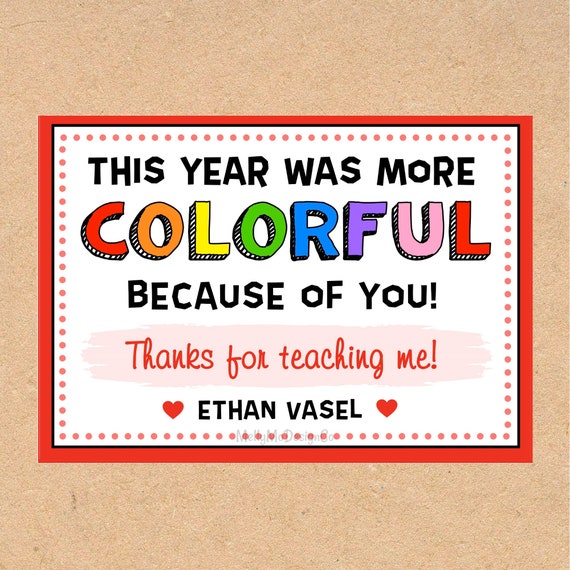 Teacher Appreciation Brighten Colorful Rainbow Tags end of - Etsy