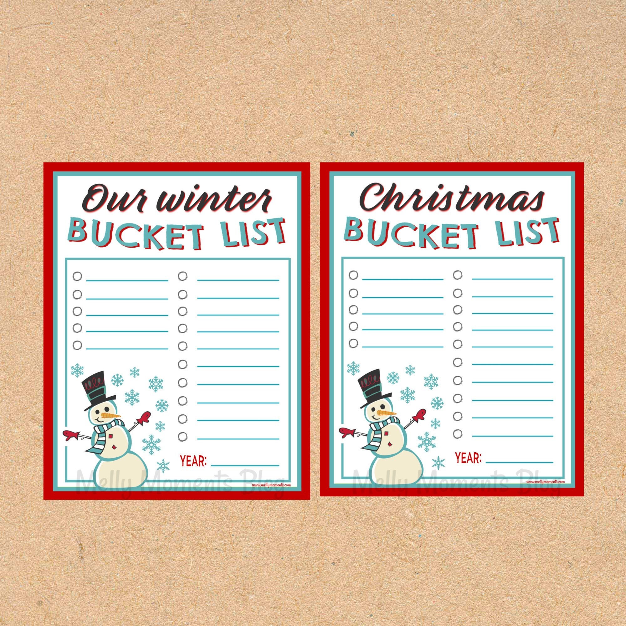 Winter/christmas Bucket List empty Template | Etsy