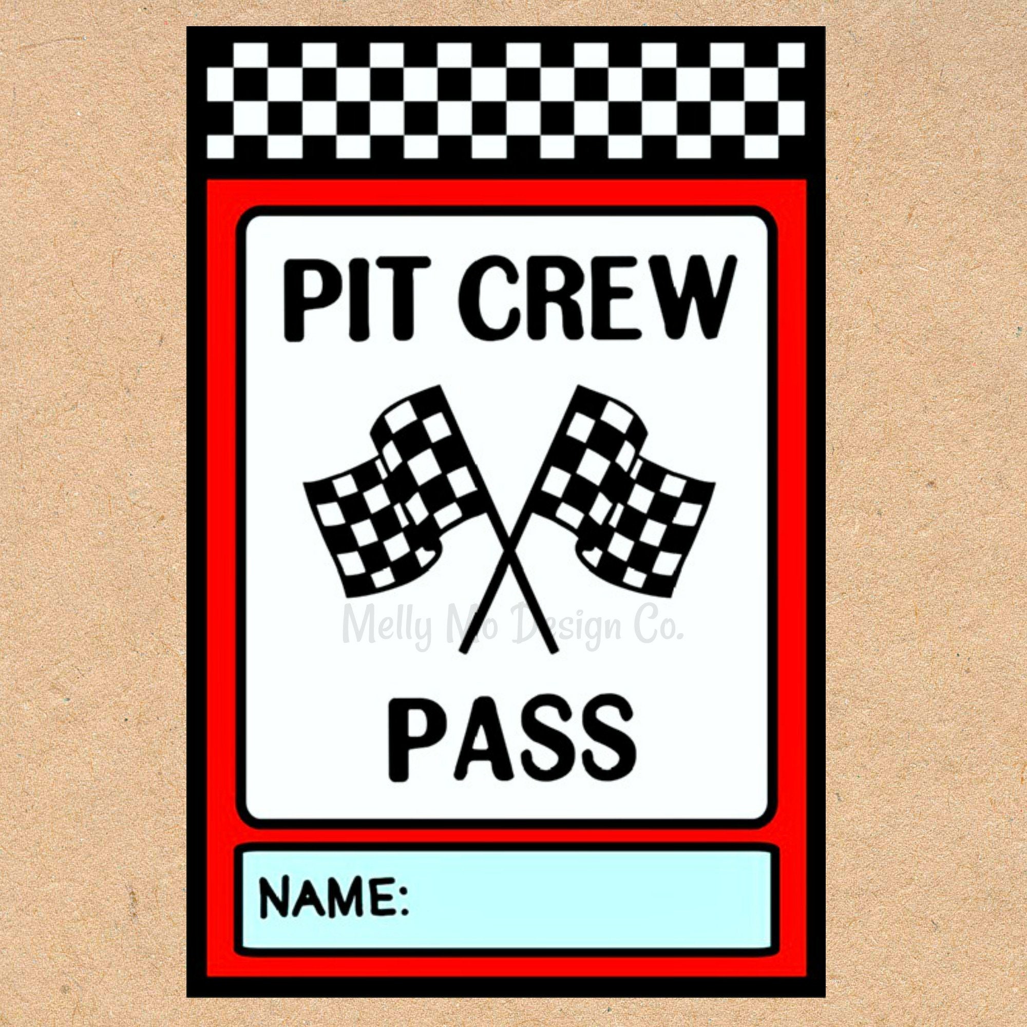 Pit Crew Passes Race Car / Hot Wheel Birthday Party Digital - Etsy