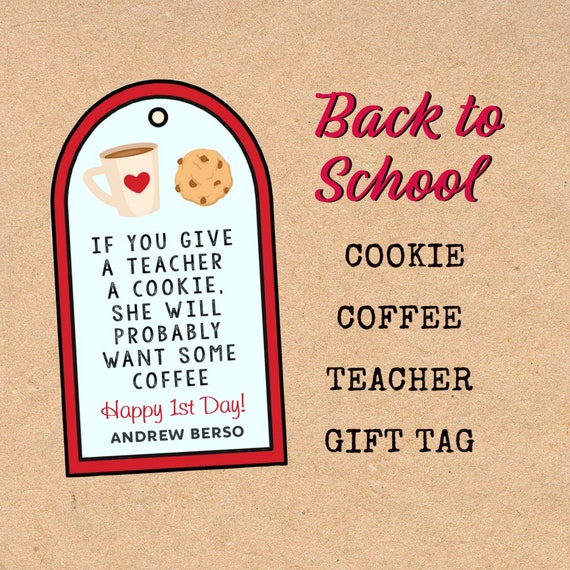 1st Day Teacher Cookie/coffee Tag back to School Instant - Etsy