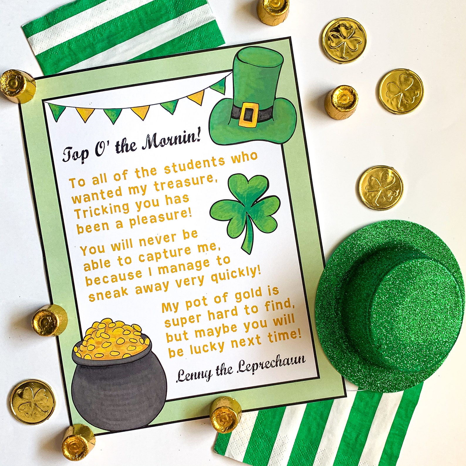 Teacher Leprechaun Letter (give to Students) - Etsy