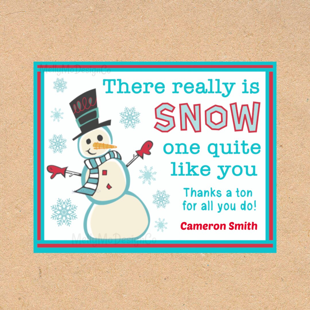 Snowman Gift Tag (christmas, Winter, Holiday, Teacher, Coach, Bus ...