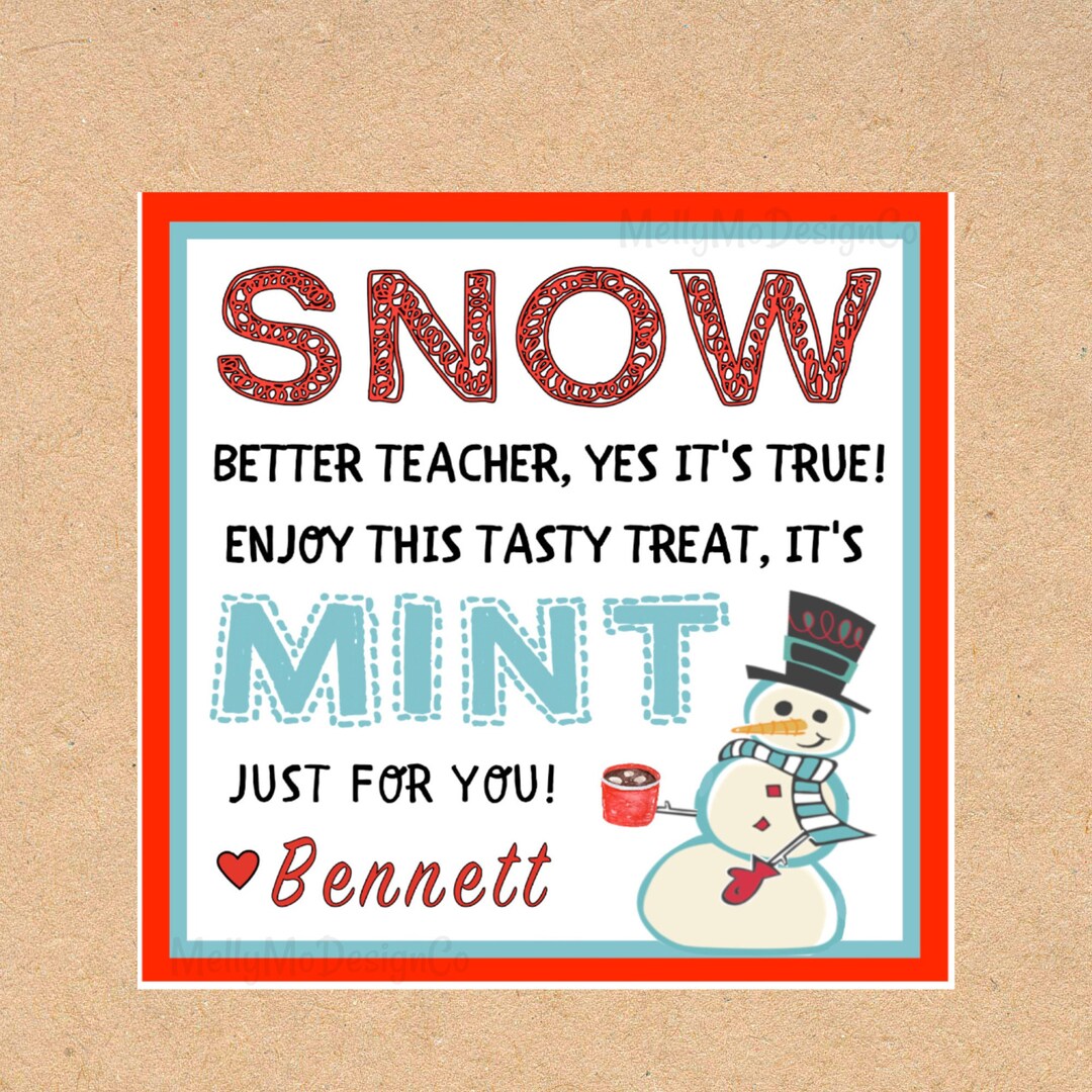 Teacher Snow Mint Gift (christmas/winter/holidays) - Etsy