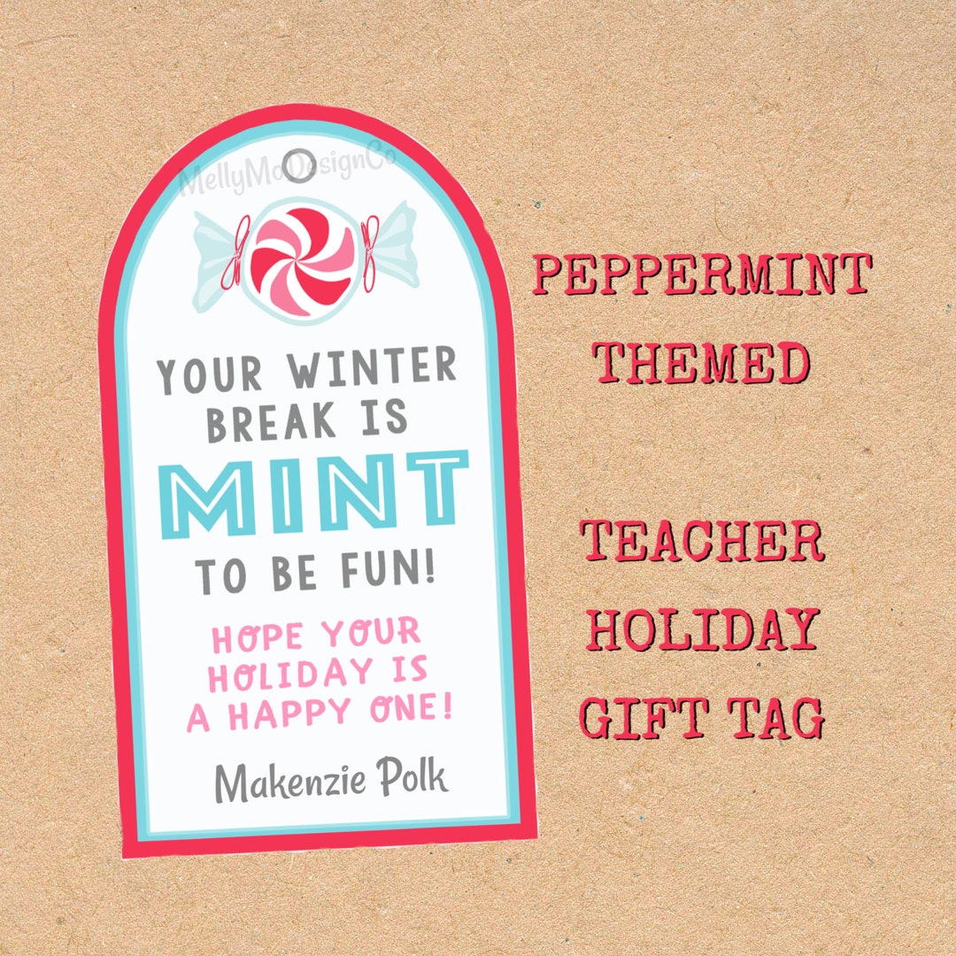 Peppermint Holiday Gift Tag (christmas, Winter, Teacher, Coach ...