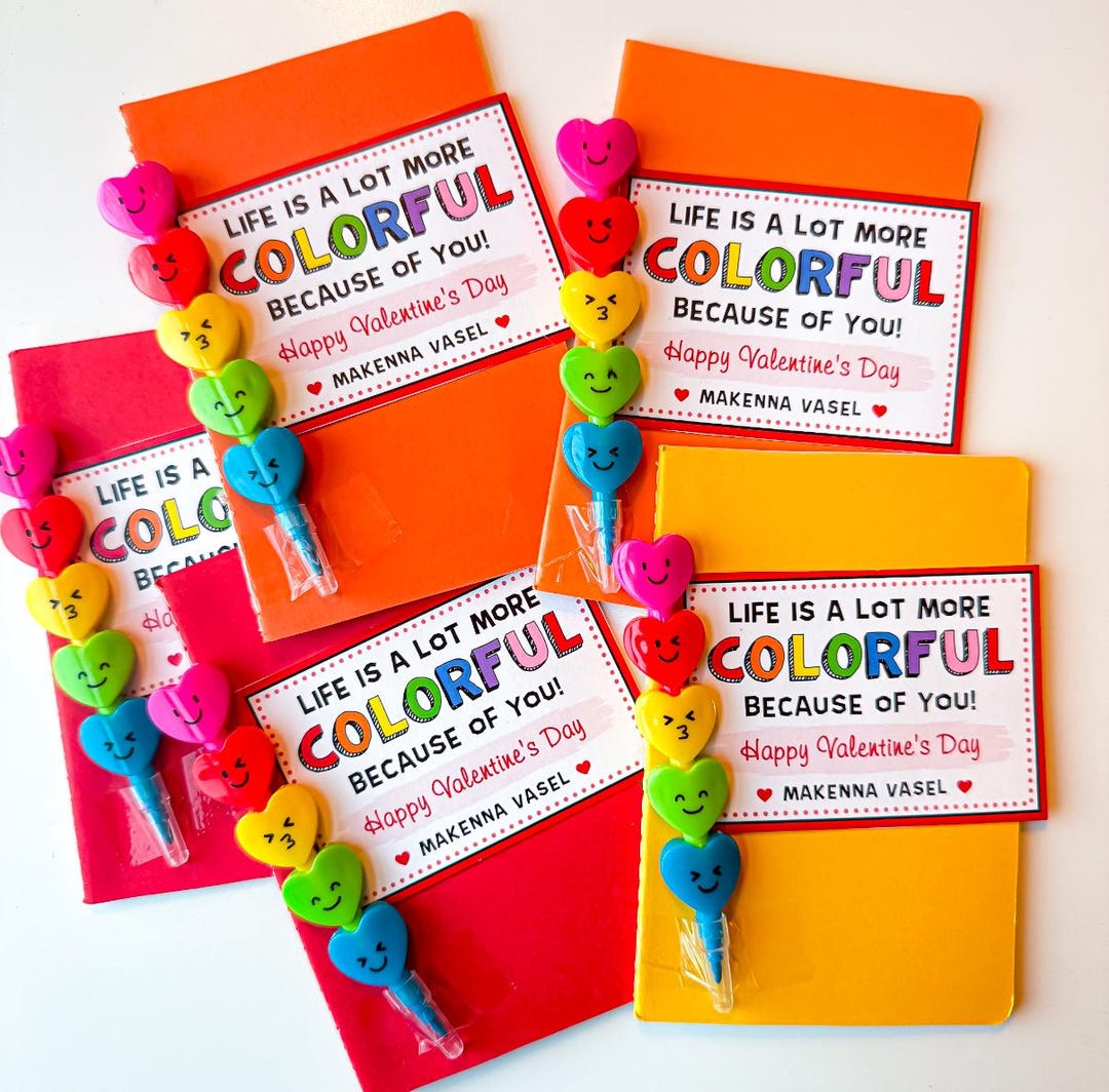 Valentines Rainbow Heart Color Tags - Etsy