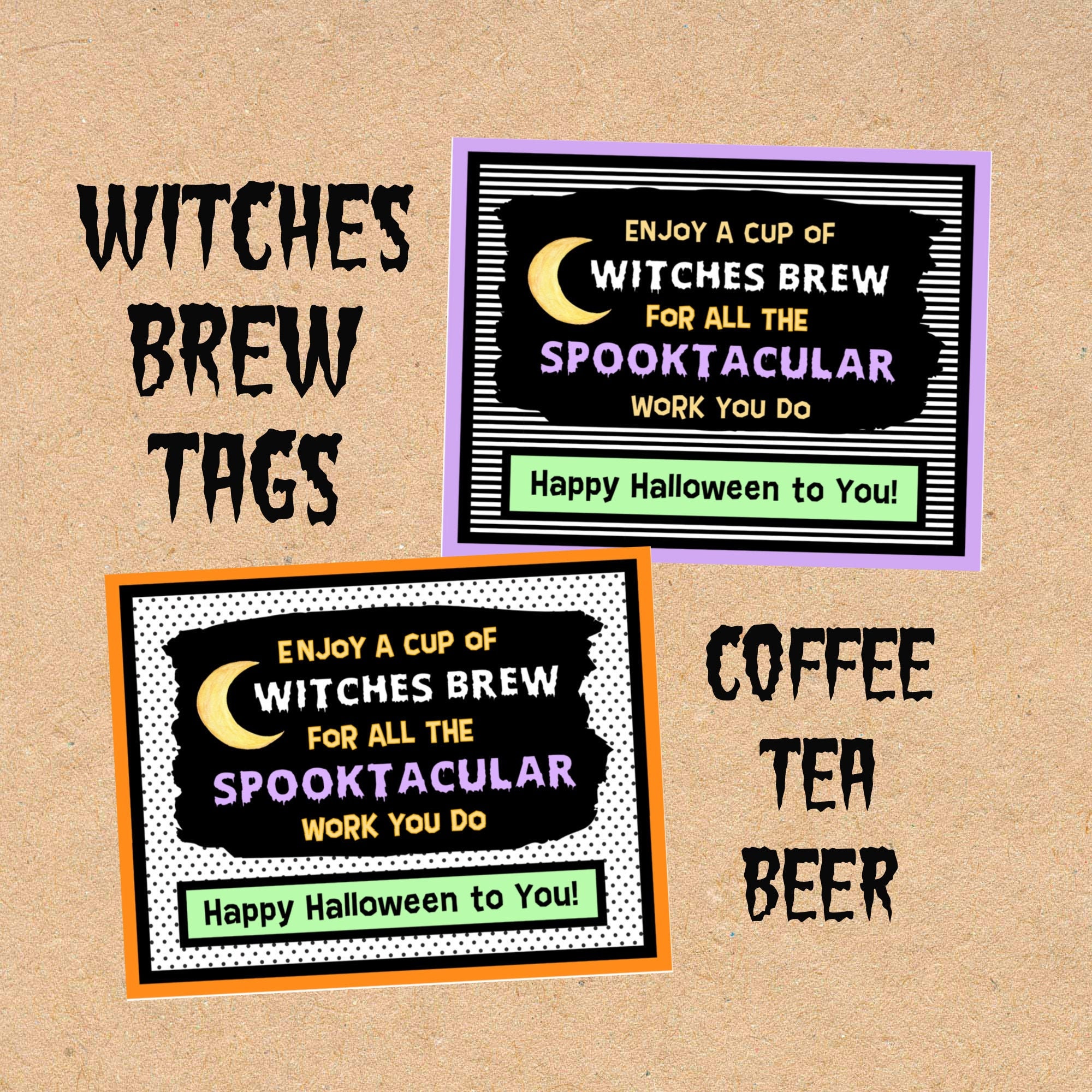 Witches Bubbling Brew Tag (coffee, Tea, Beer) - Etsy