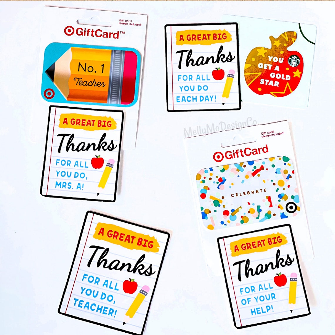 Teacher Appreciation Gift Tags: Printable Thank You Notes (digital ...