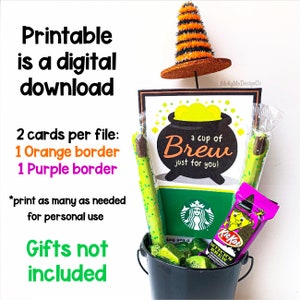 Witches Brew Halloween Gift Card Printable (witch's Cauldron, Cup of ...