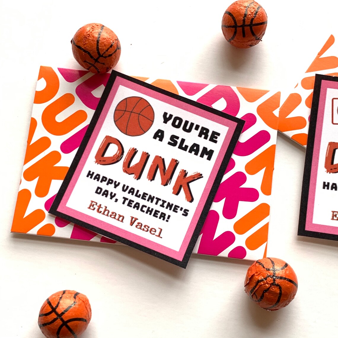 Basketball Valentine Tag slam Dunk/dunkin Donuts - Etsy