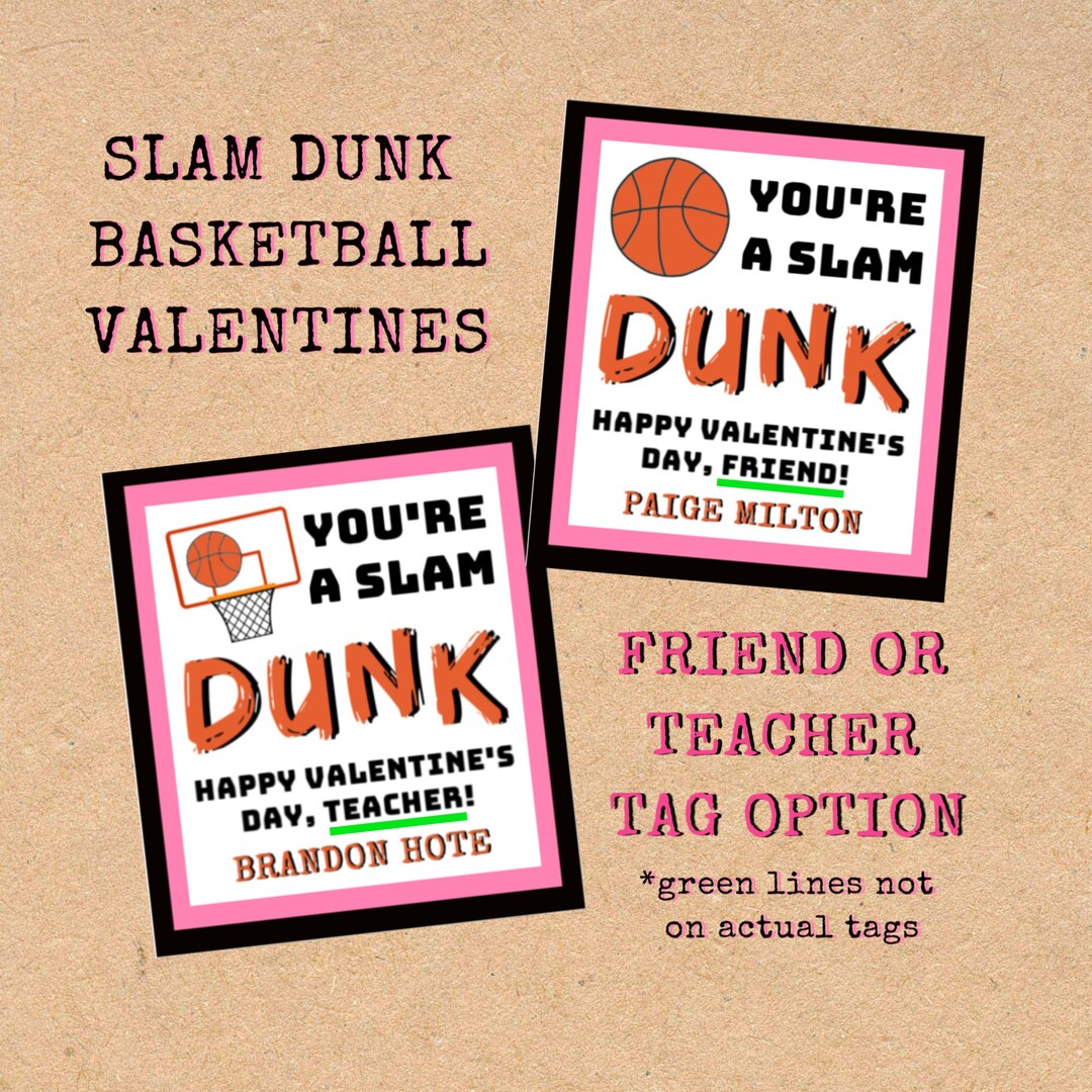 Basketball Valentine Tag (slam Dunk/dunkin Donuts) - Etsy