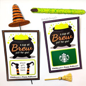 Witches Brew Halloween Gift Card Printable (witch's Cauldron, Cup of ...