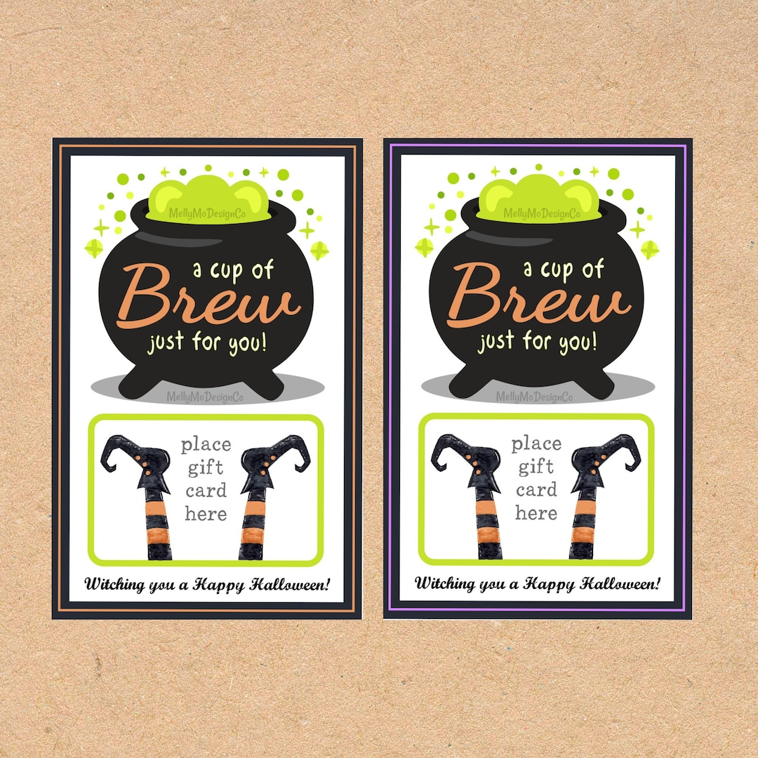 Witches Brew Halloween Gift Card Printable (witch's Cauldron, Cup of ...