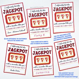 Jackpot Teacher Appreciation Tags (teacher, Bus Driver, Principal ...