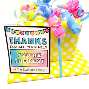 Teacher Appreciation Watercolor Thanks Gift Tag (teacher, Coworker ...