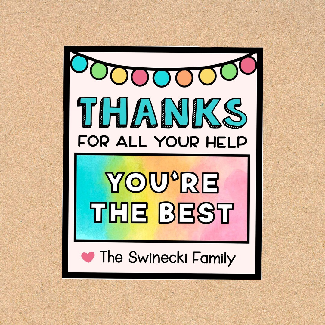 Teacher Appreciation Watercolor Thanks Gift Tag (teacher, Coworker ...