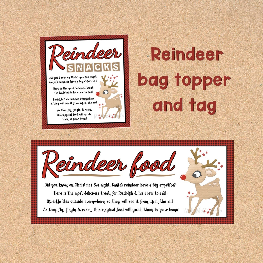 Reindeer Food Printable Treat Tag (rudolph Snack Label for Christmas ...