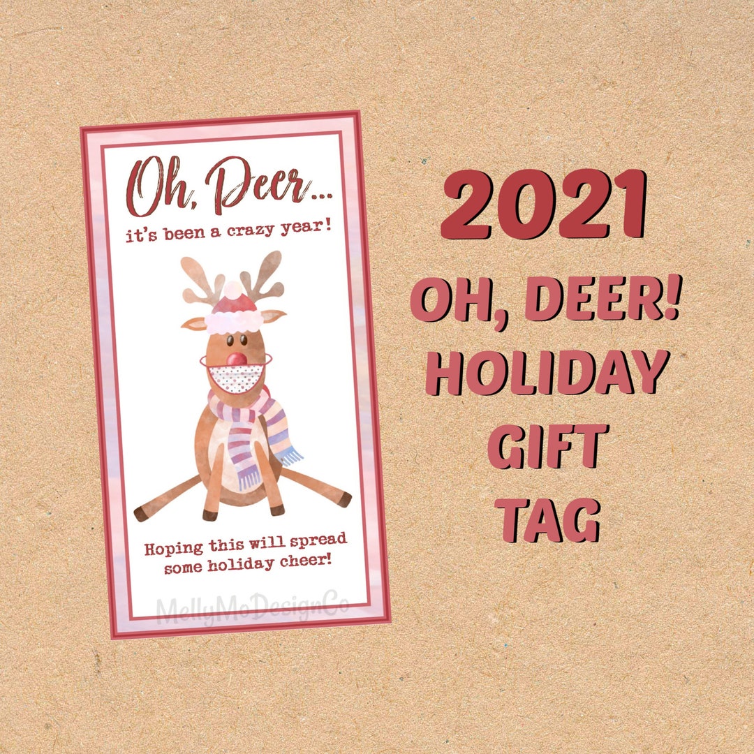 COVID Christmas Reindeer Face Mask Gift Tag (holiday) - Etsy