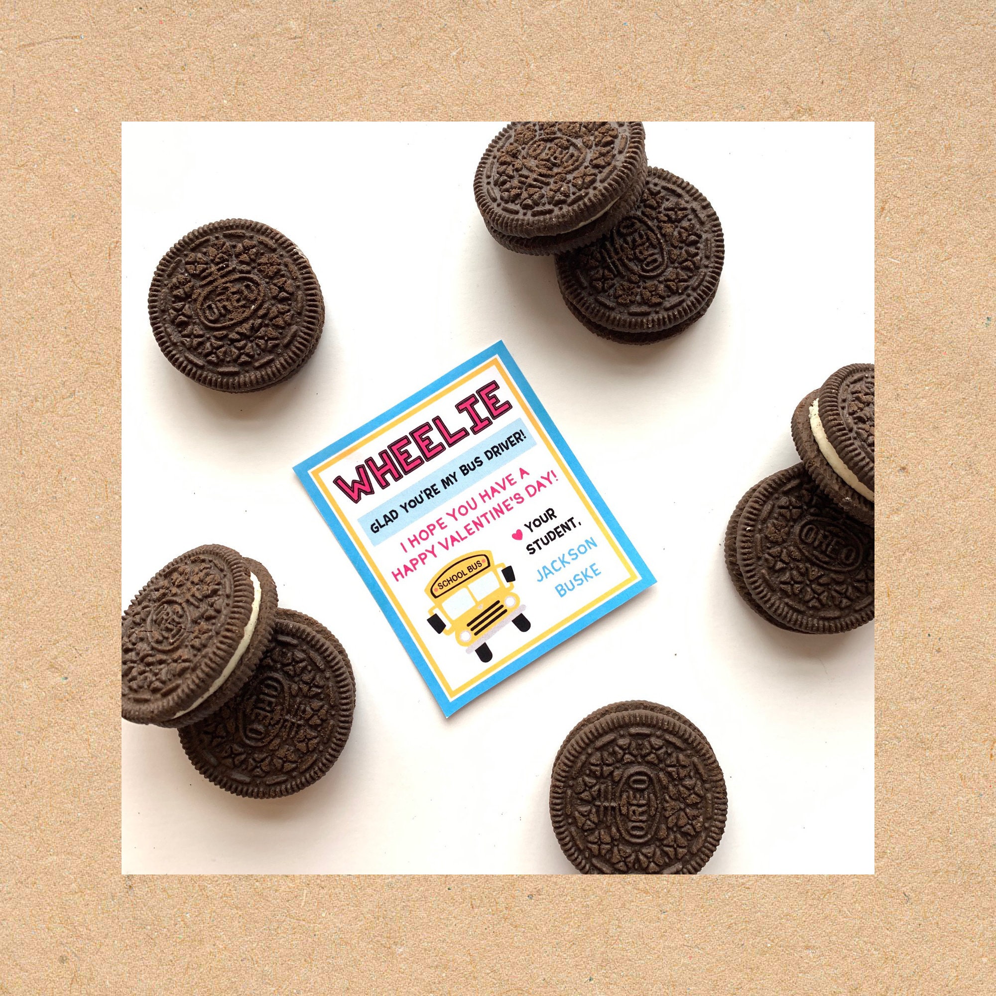 Bus Driver Valentine Tag oreo/wheel | Etsy