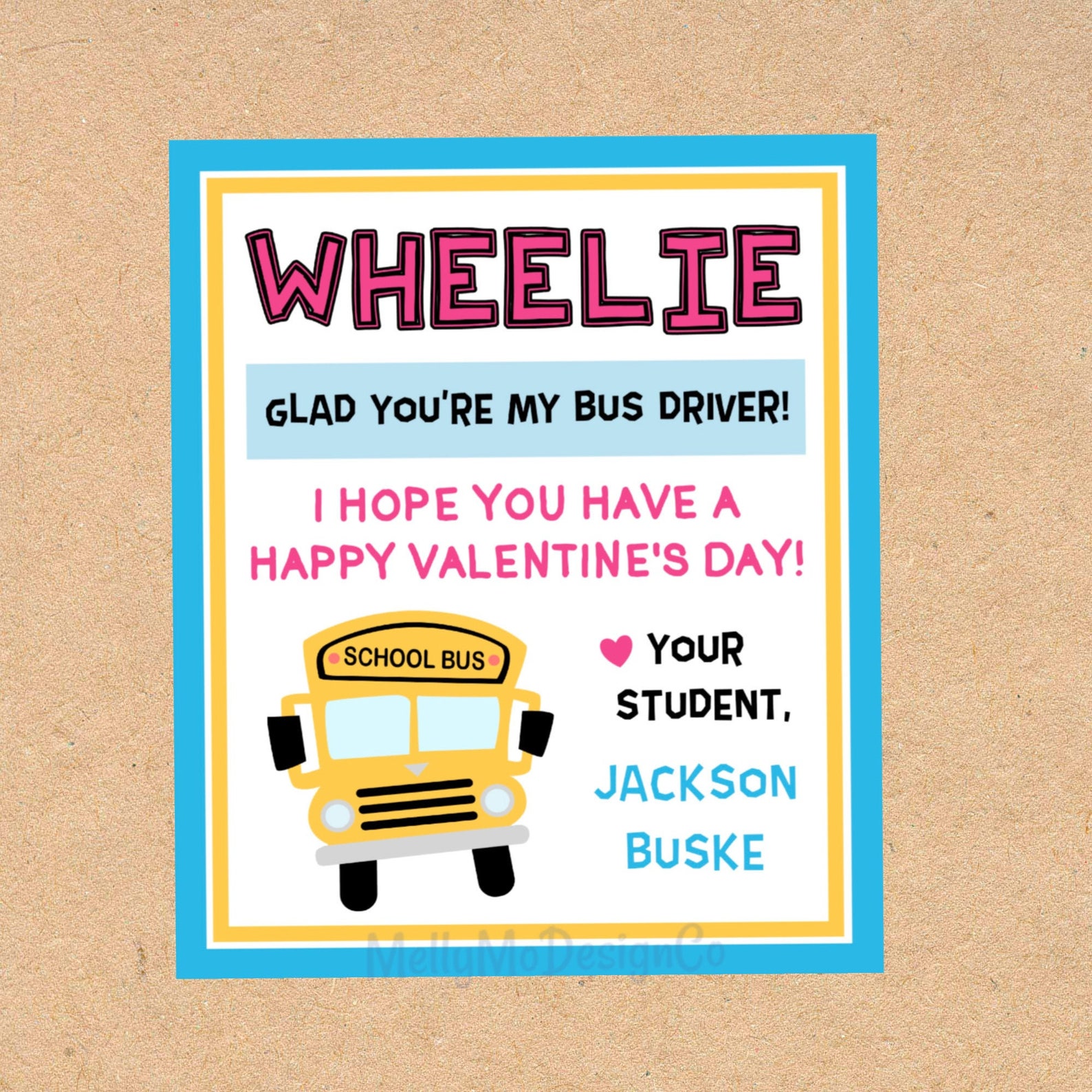 Bus Driver Valentine Tag oreo/wheel | Etsy