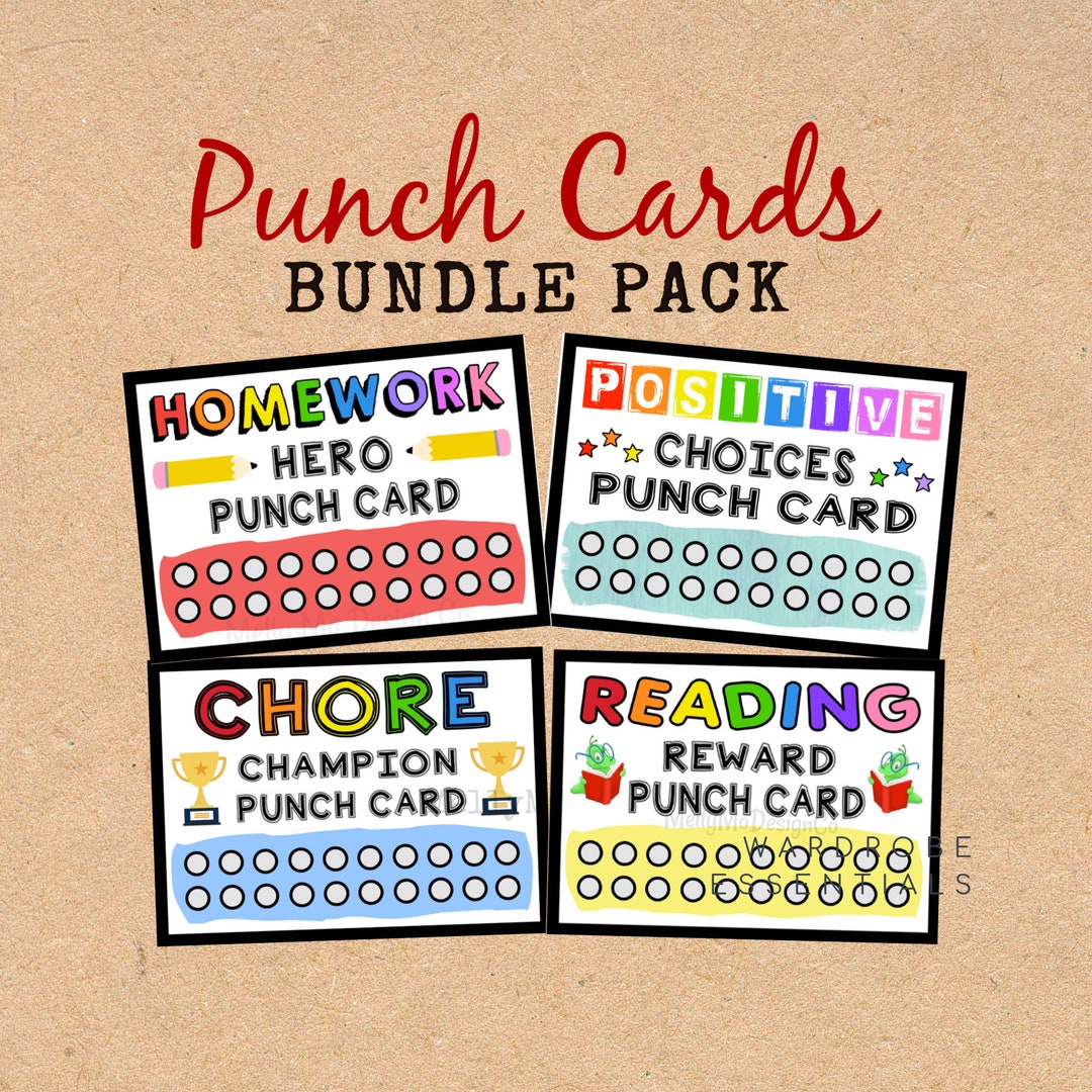 Punch Card Bundle Set (4 Designs!) - Etsy