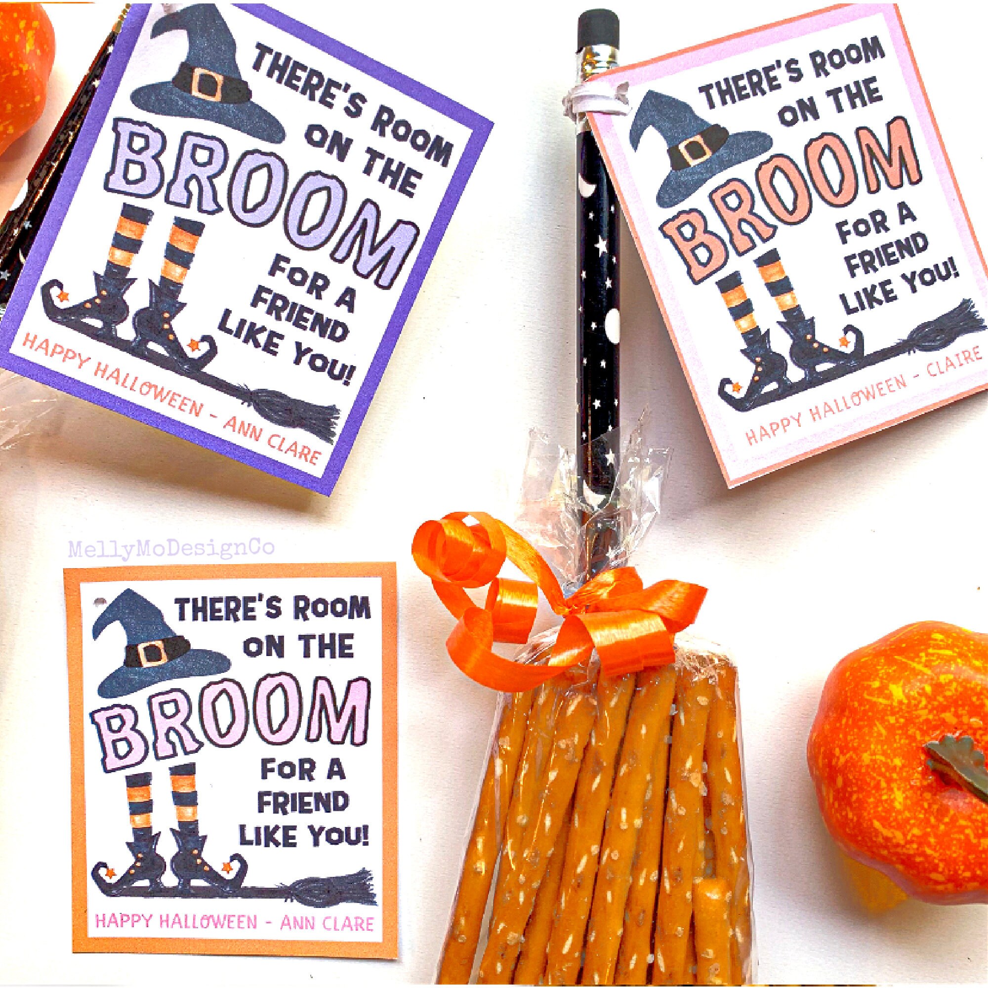 Room on the Broom Tags ORANGE BORDER | Etsy