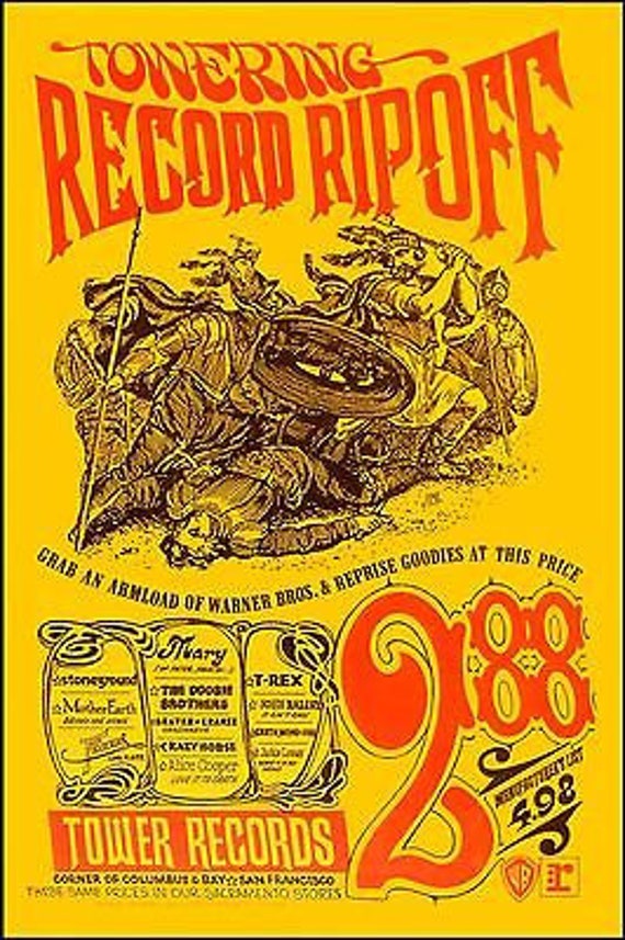 Music & Movie Posters 1971 Tower Records Sunset Poster Warner Bros ...