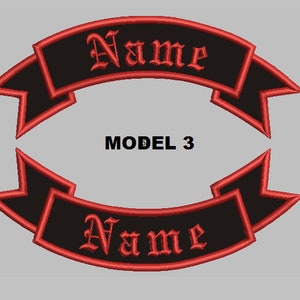 Curve Custom EMBROIDERED NAME TAG Iron on Patch Ribon Badge 5 3/4 X 2 1 ...