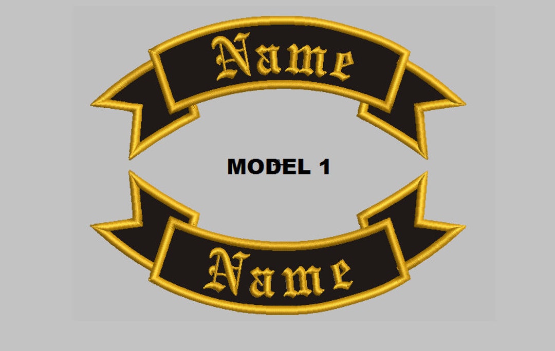 Curve Custom EMBROIDERED NAME TAG Iron on Patch Ribon Badge 5 3/4 X 2 1 ...