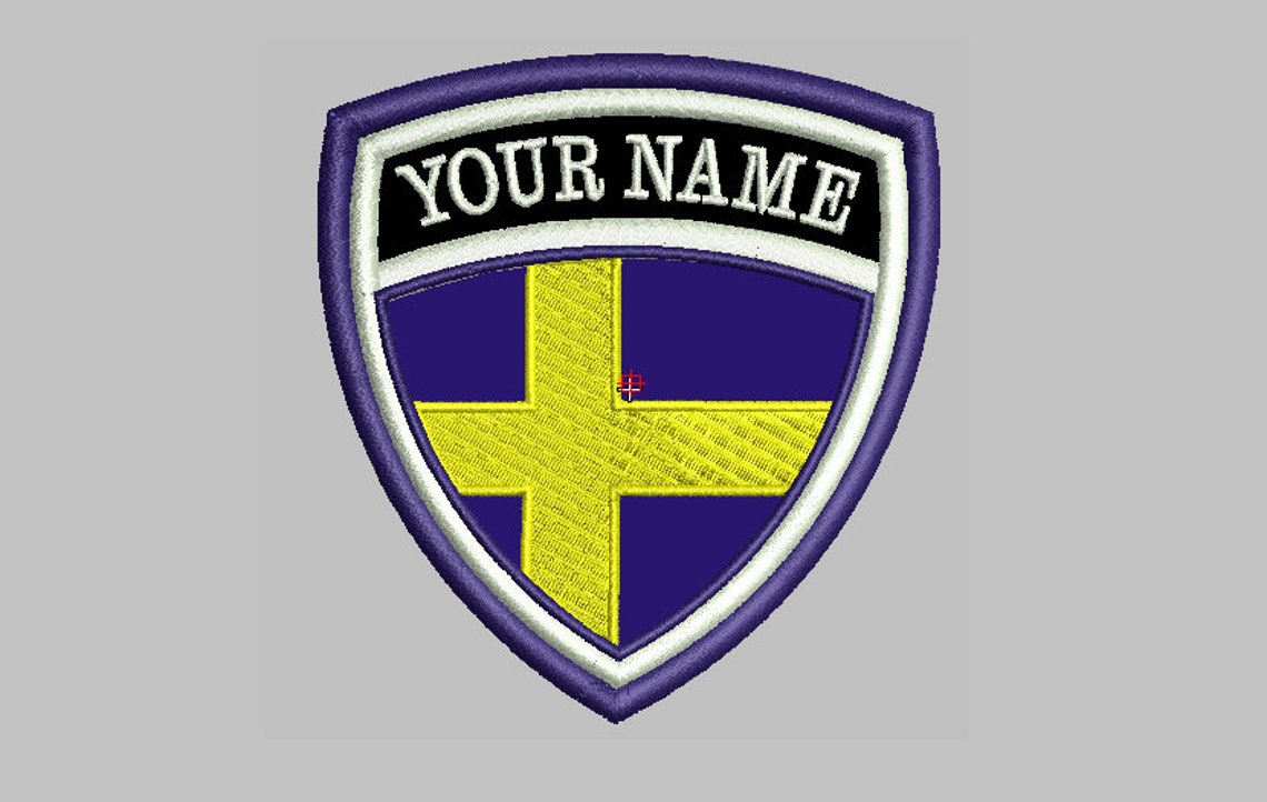 Custom Embroidered Name Patch SHIELD EMBLEM Sweden Ditt Namn Sverige ...