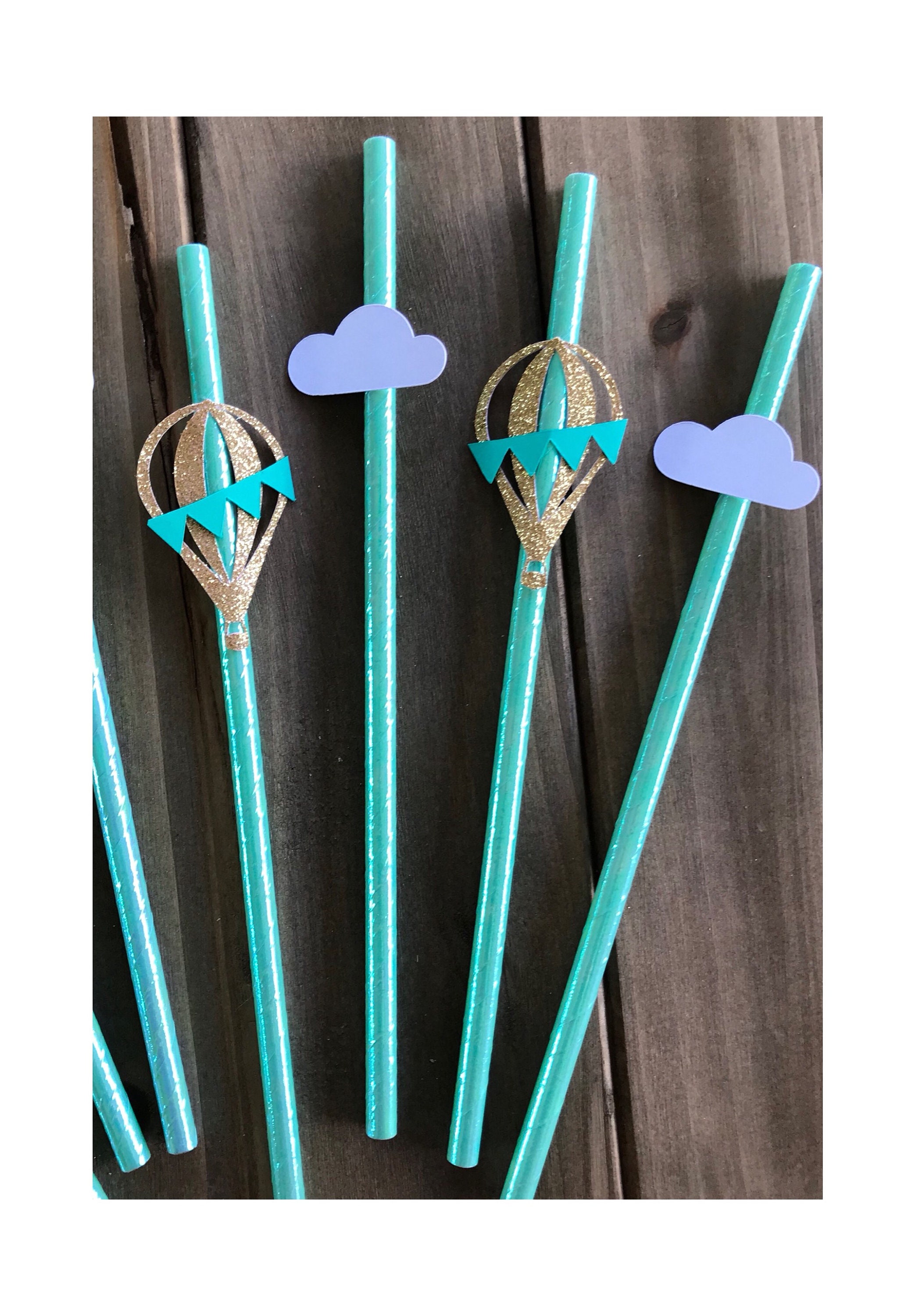 Up up & Away Straws 10CT / Hot Air Balloon Birthday - Etsy