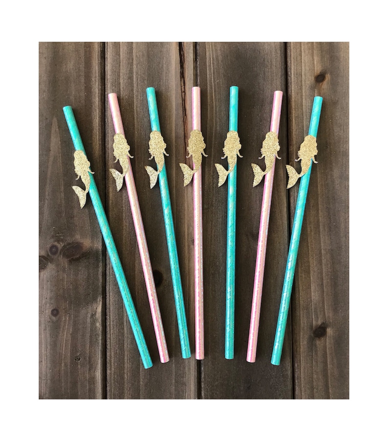 Mermaid Straws 10CT / Mermaid Party | Etsy