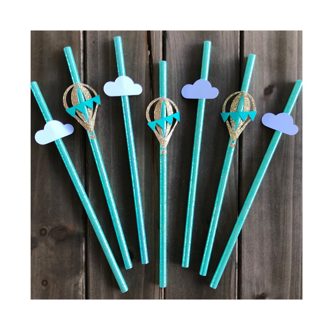 Up up & Away Straws 10CT / Hot Air Balloon Birthday - Etsy