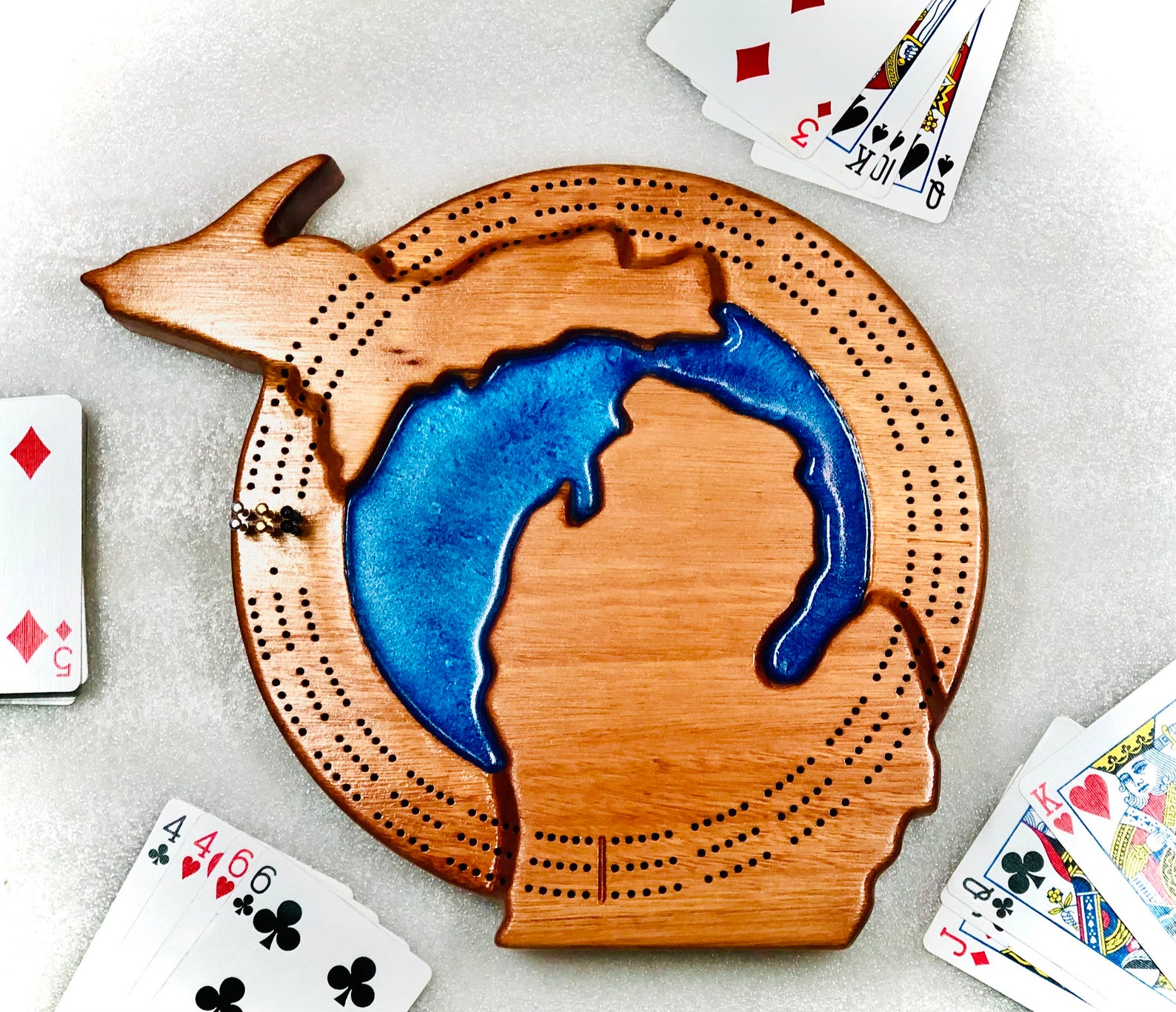 State of Michigan Cribbage Board, Great Lakes State, Personalized ...