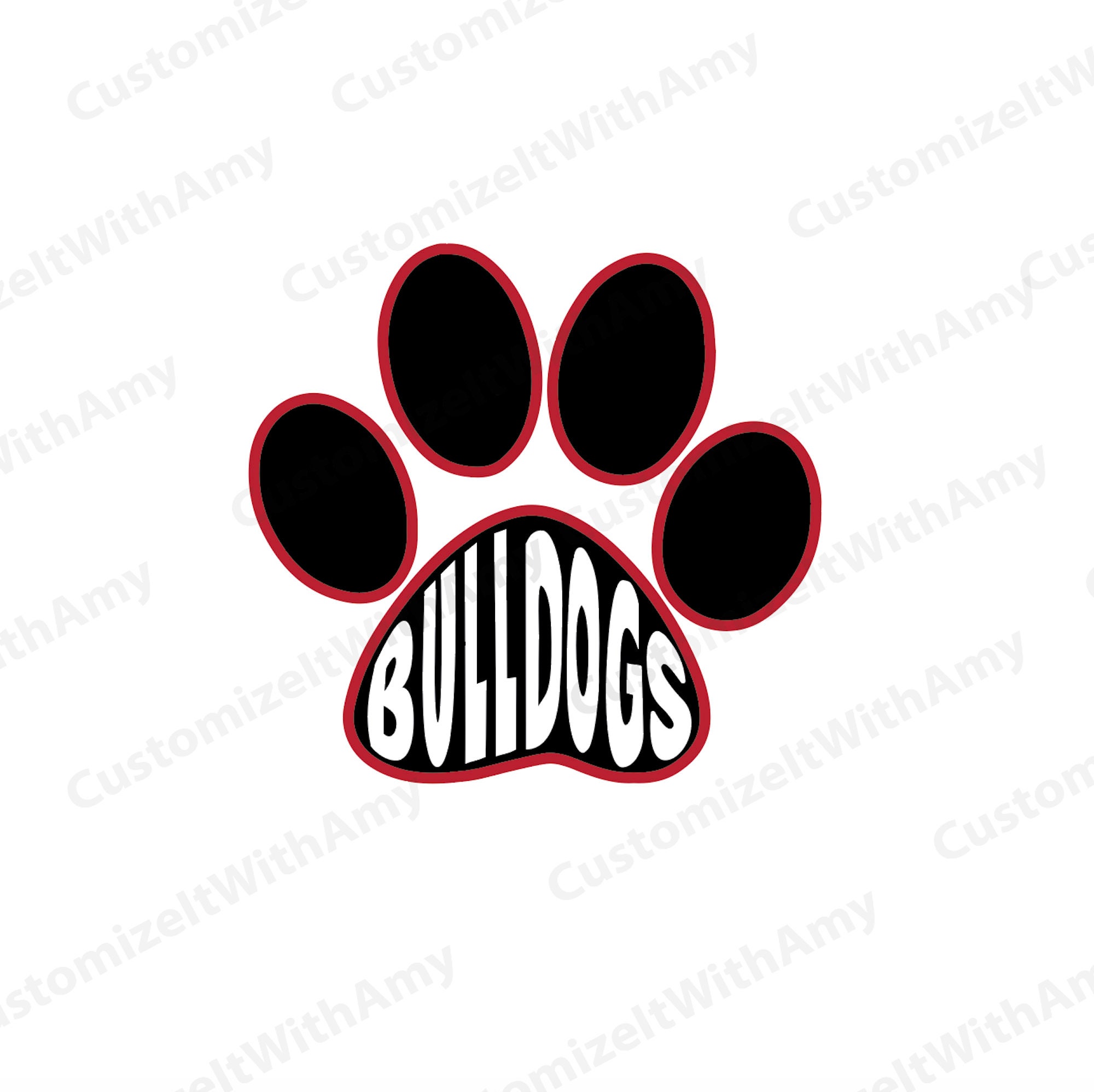 Bulldogs paw print digital design: svg png dxf pdf | Etsy