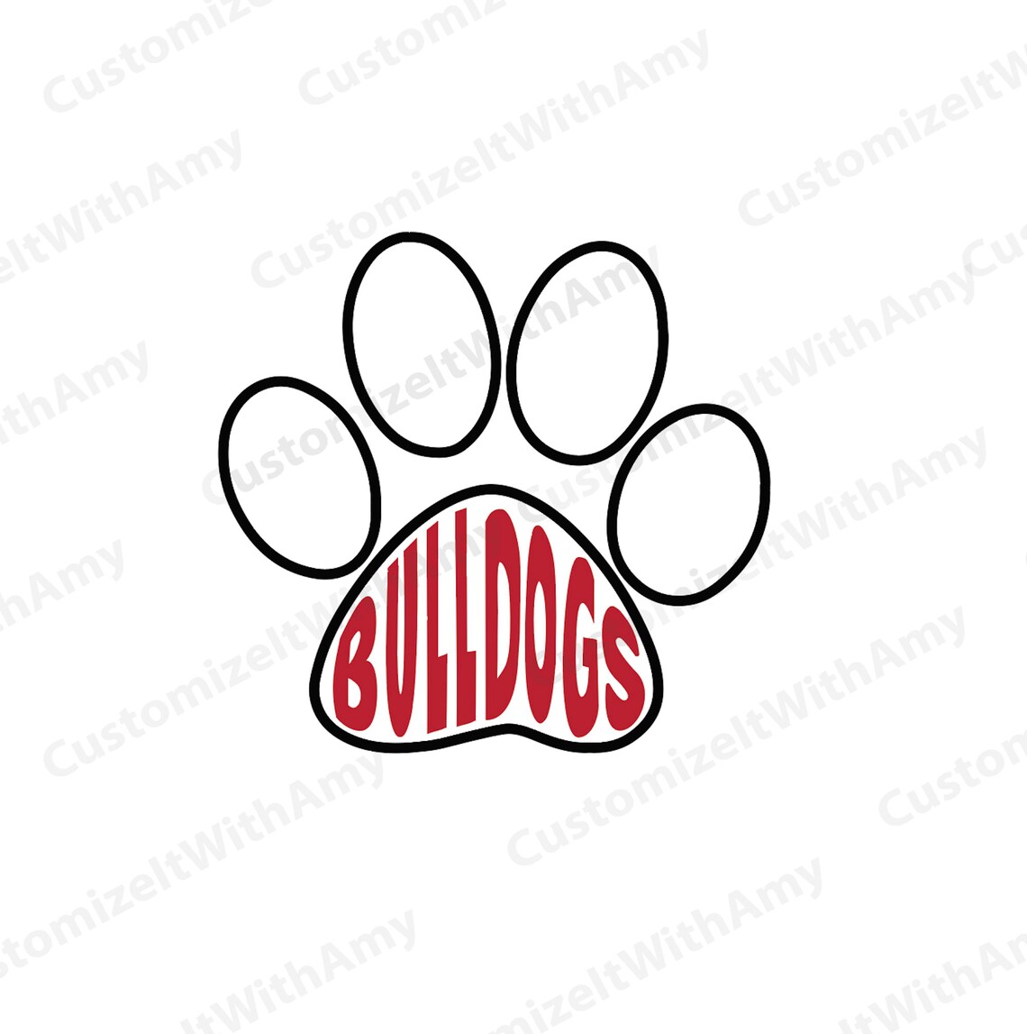 Bulldogs paw print digital design: svg png dxf pdf | Etsy