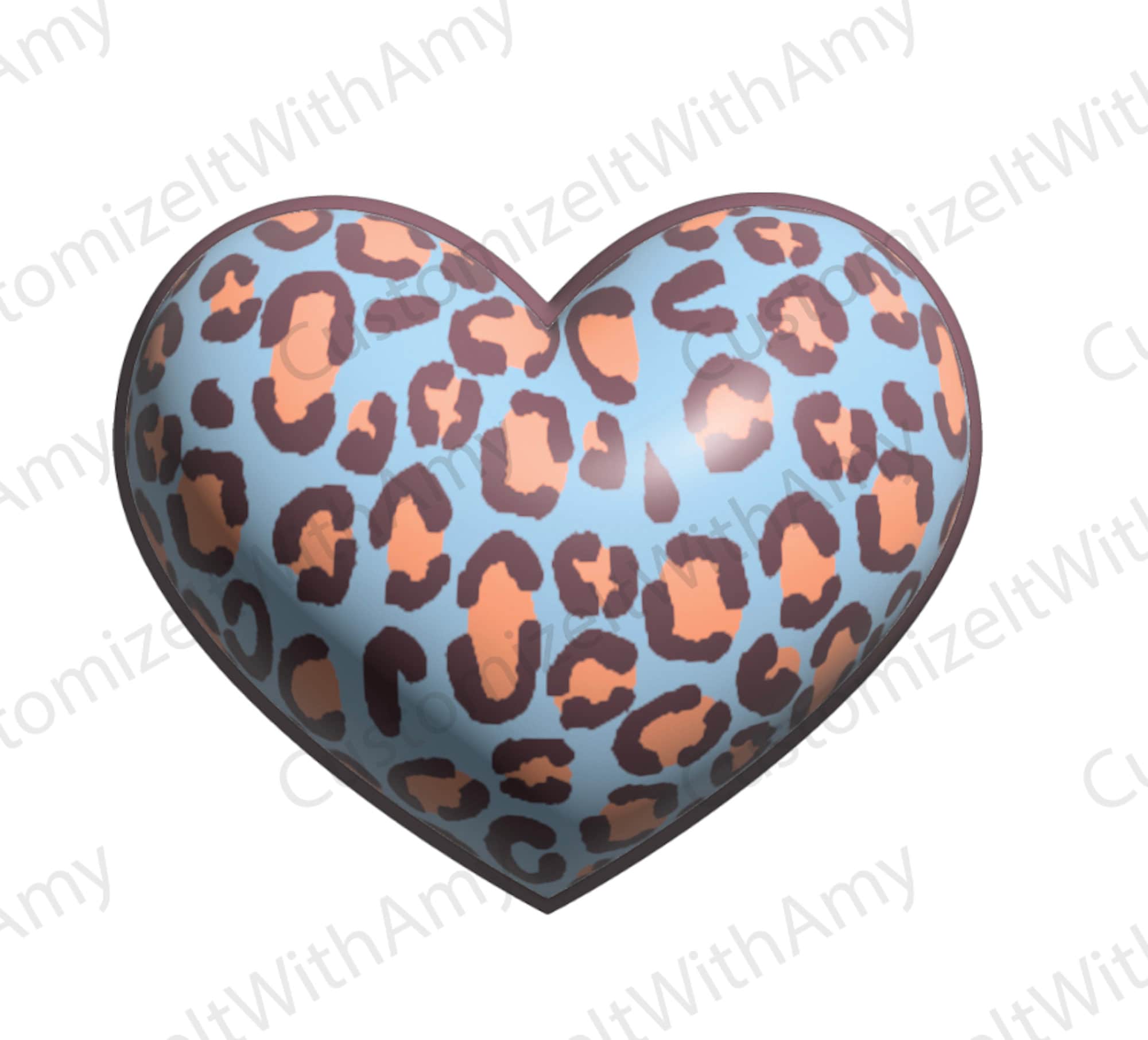 Blue Animal Print Heart