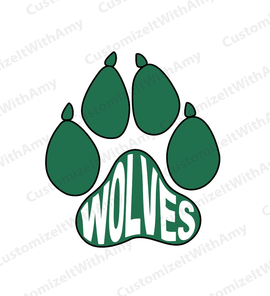 Wolves Mascot Paw Digital Design: Svg, Pdf, Dxf, and Png Files Included ...