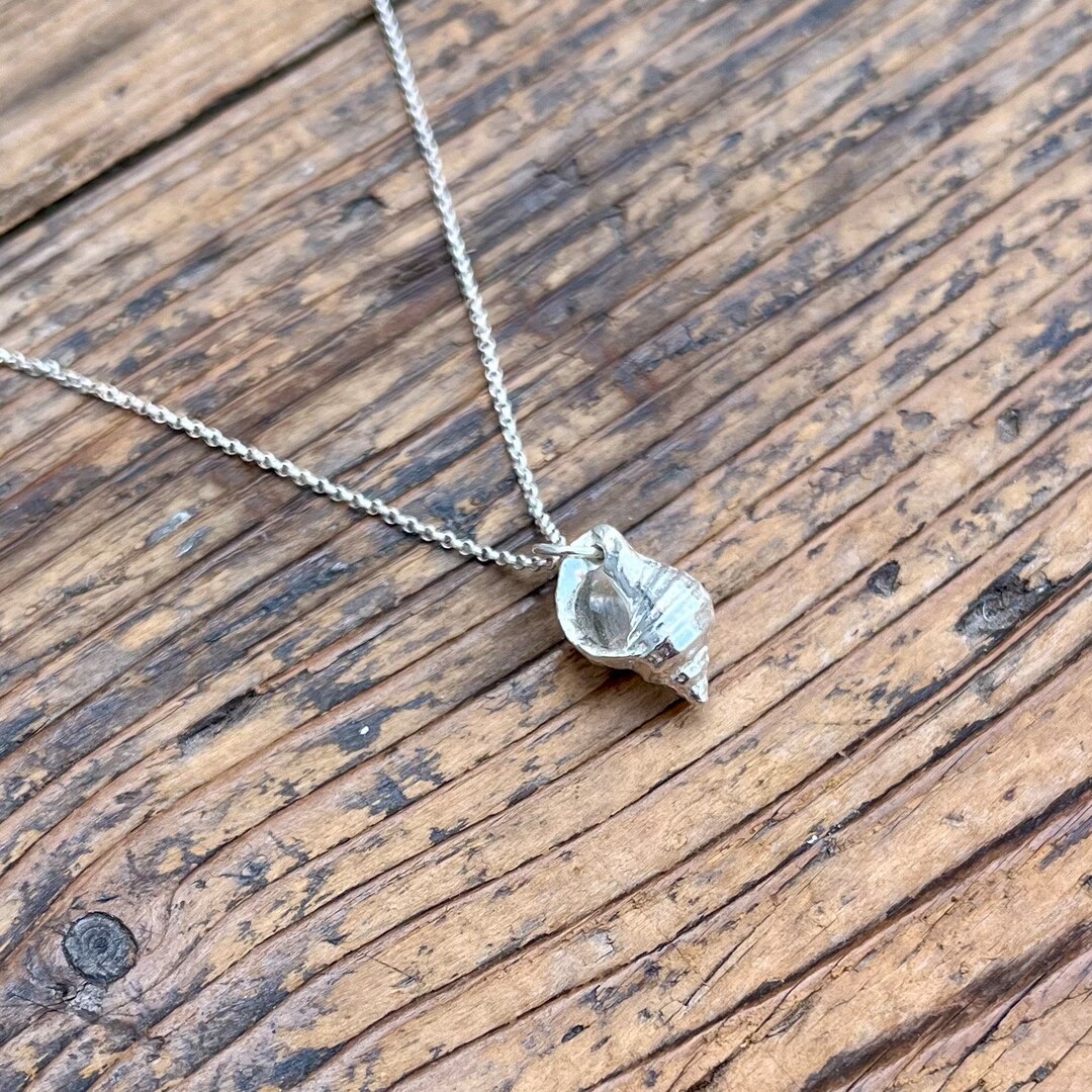 Cornish Silver Whelk Shell Charm Necklace, Handcrafted for Ocean Lovers ...
