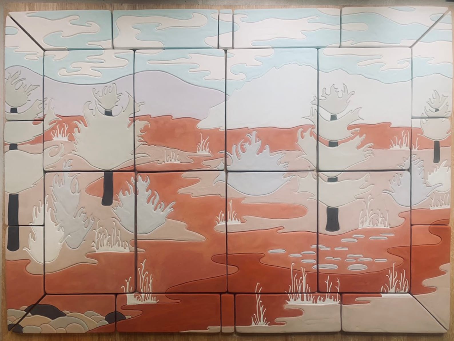 33x24 Nature River Landscape Kitchen Handmade Ceramic Tile Mural ...