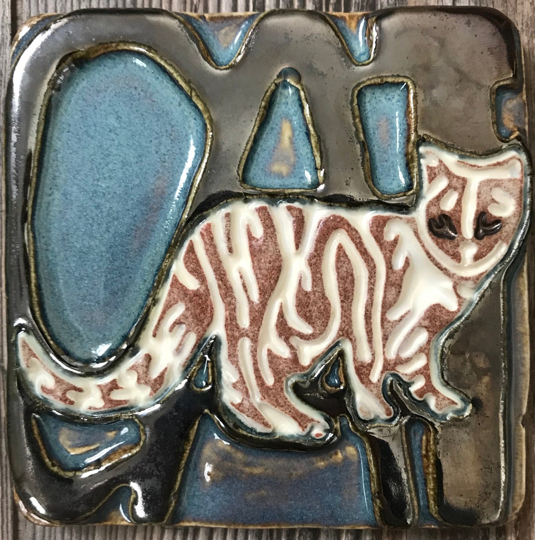 Ceramic Cat Art Tile: Graffiti Feline Pet Decor (5x5) - Etsy