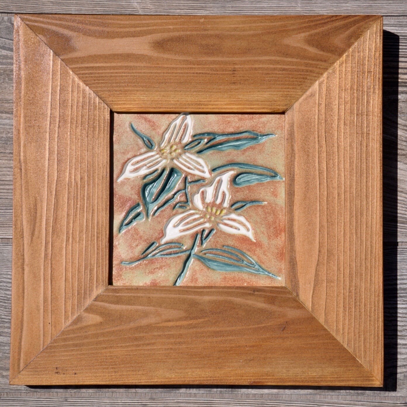 Ceramic 5x5 Trillium Wildflower Art Tile Outdoor Art Framed | Etsy
