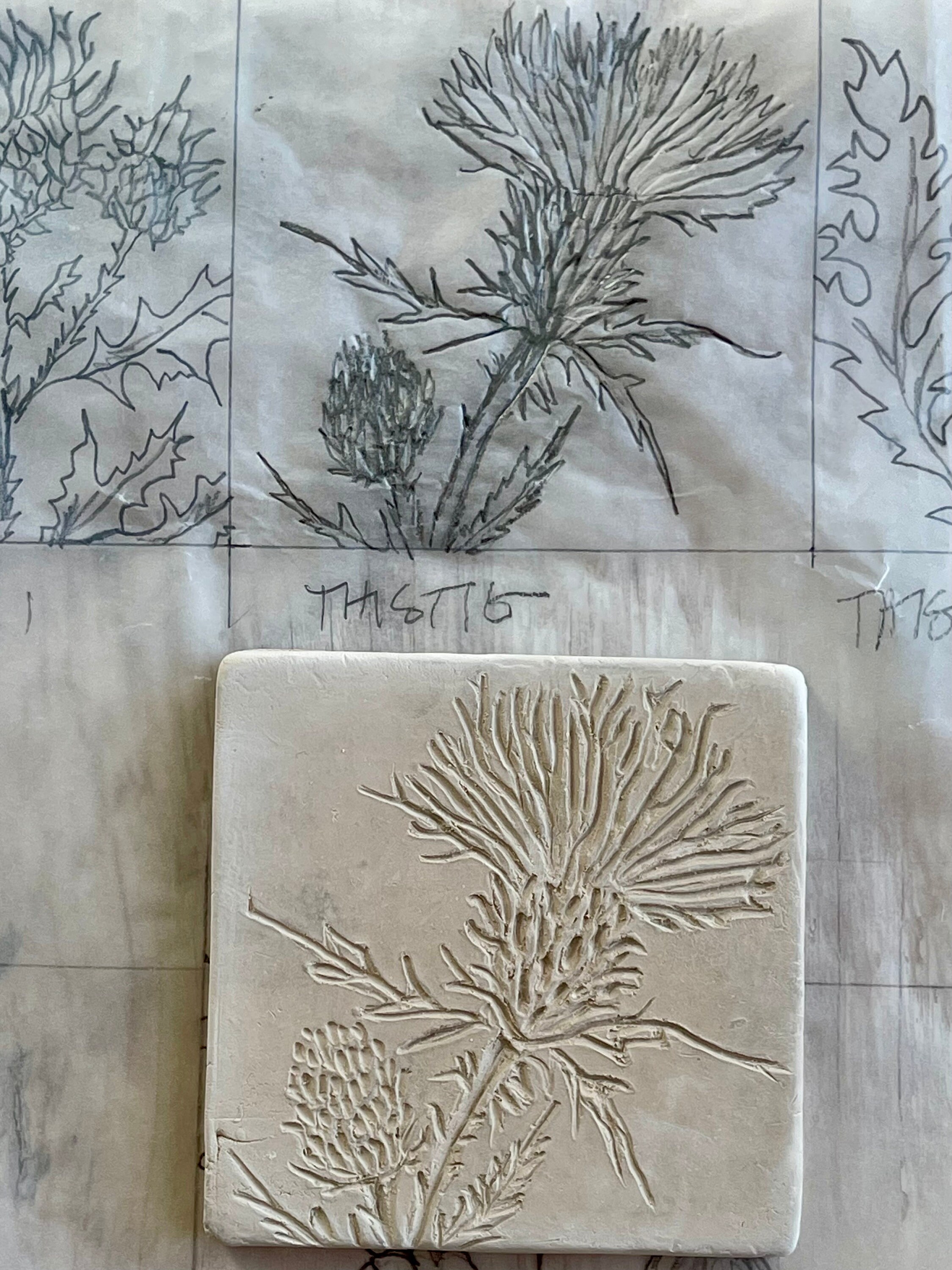 Handmade Thistle Flower Art Tile: Michigan Ceramic Backsplash (4x4) - Etsy
