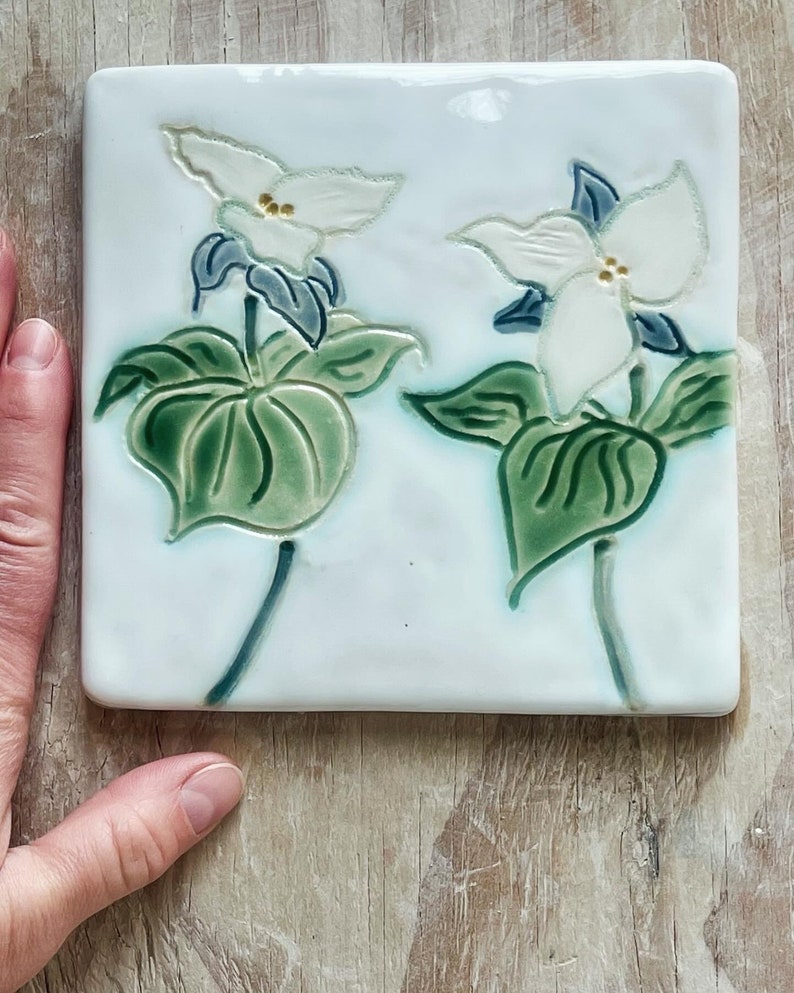 6x6 Handcrafted Ceramic Flower Art Tile , Bath Tile, Kitchen Tile ...