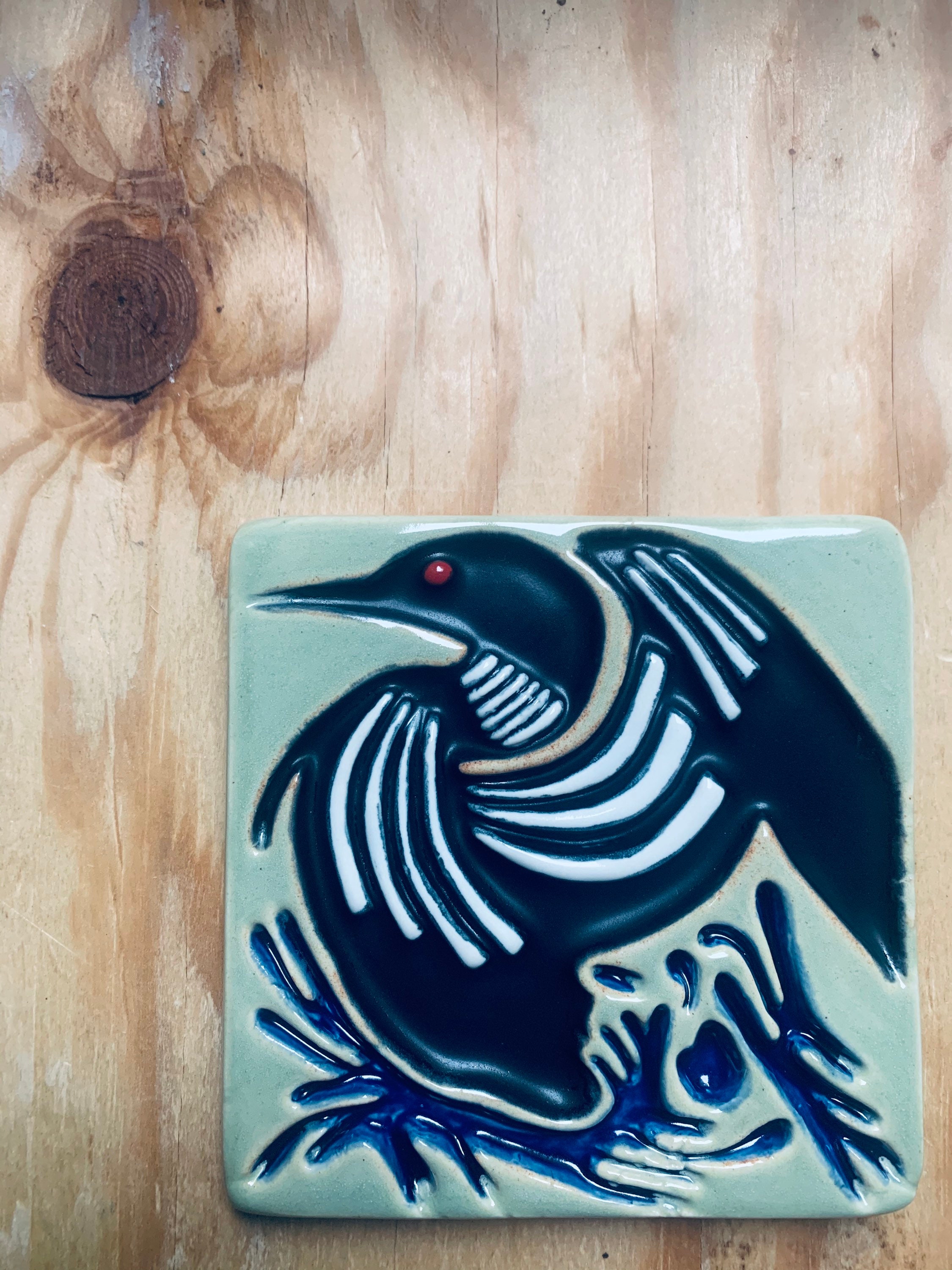 Handmade Loon Ceramic Art Tile: Lakehouse Cottage Decor (5x5) - Etsy