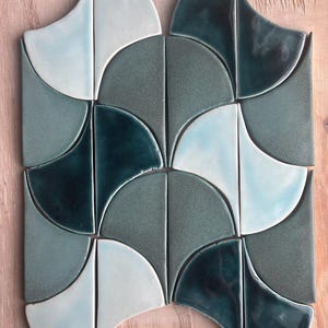 Handmade Geometric Ceramic Tile: Mid-century Modern Backsplash (3x6, 1 ...